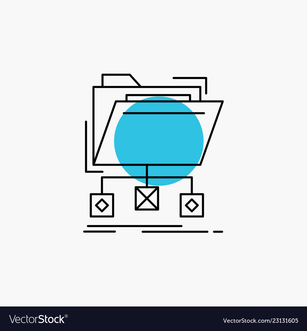 Backup data files folder network line icon Vector Image