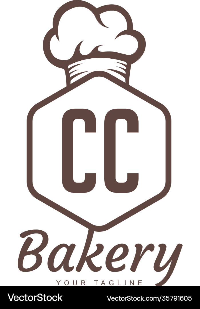 Cc letter logo design with chef icon bakery Vector Image