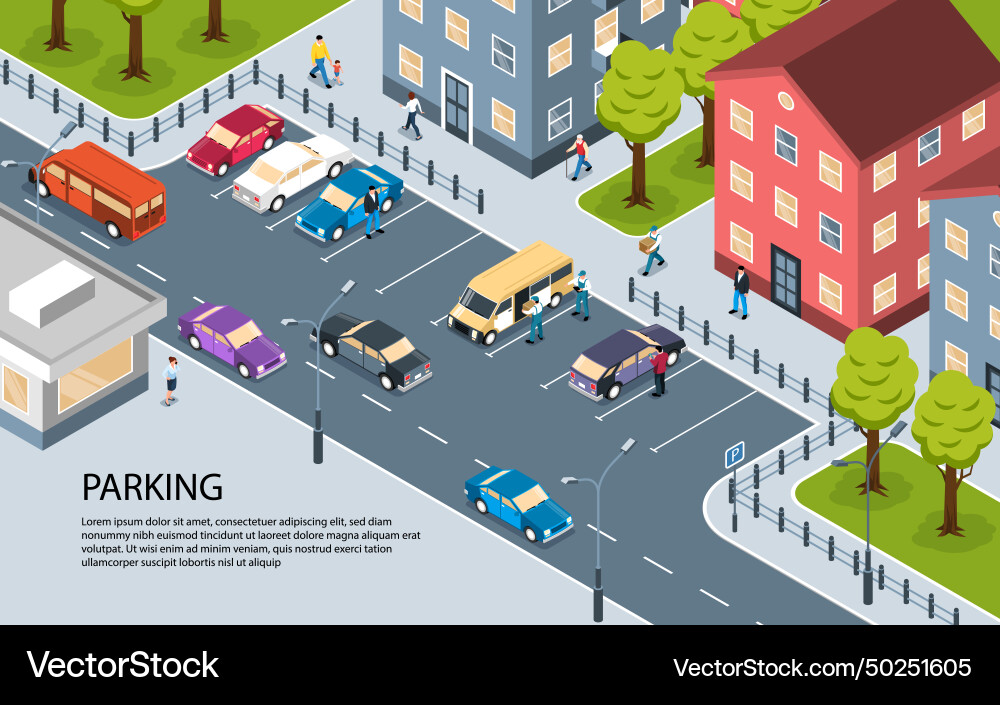 City parking isometric poster Royalty Free Vector Image