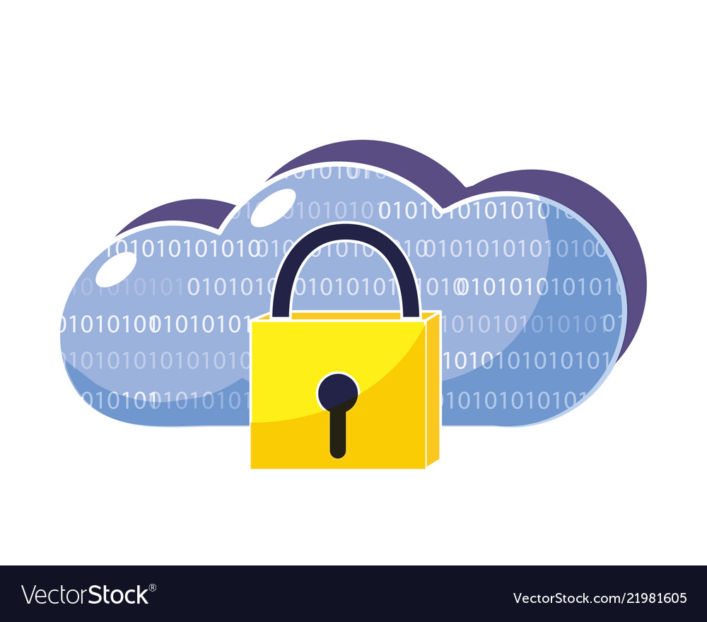 Close padlock and data cloud connection Royalty Free Vector