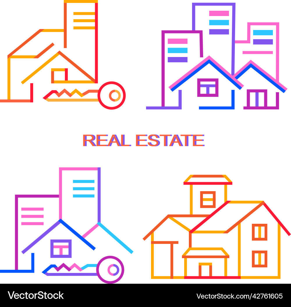Colorful real estate logos Royalty Free Vector Image