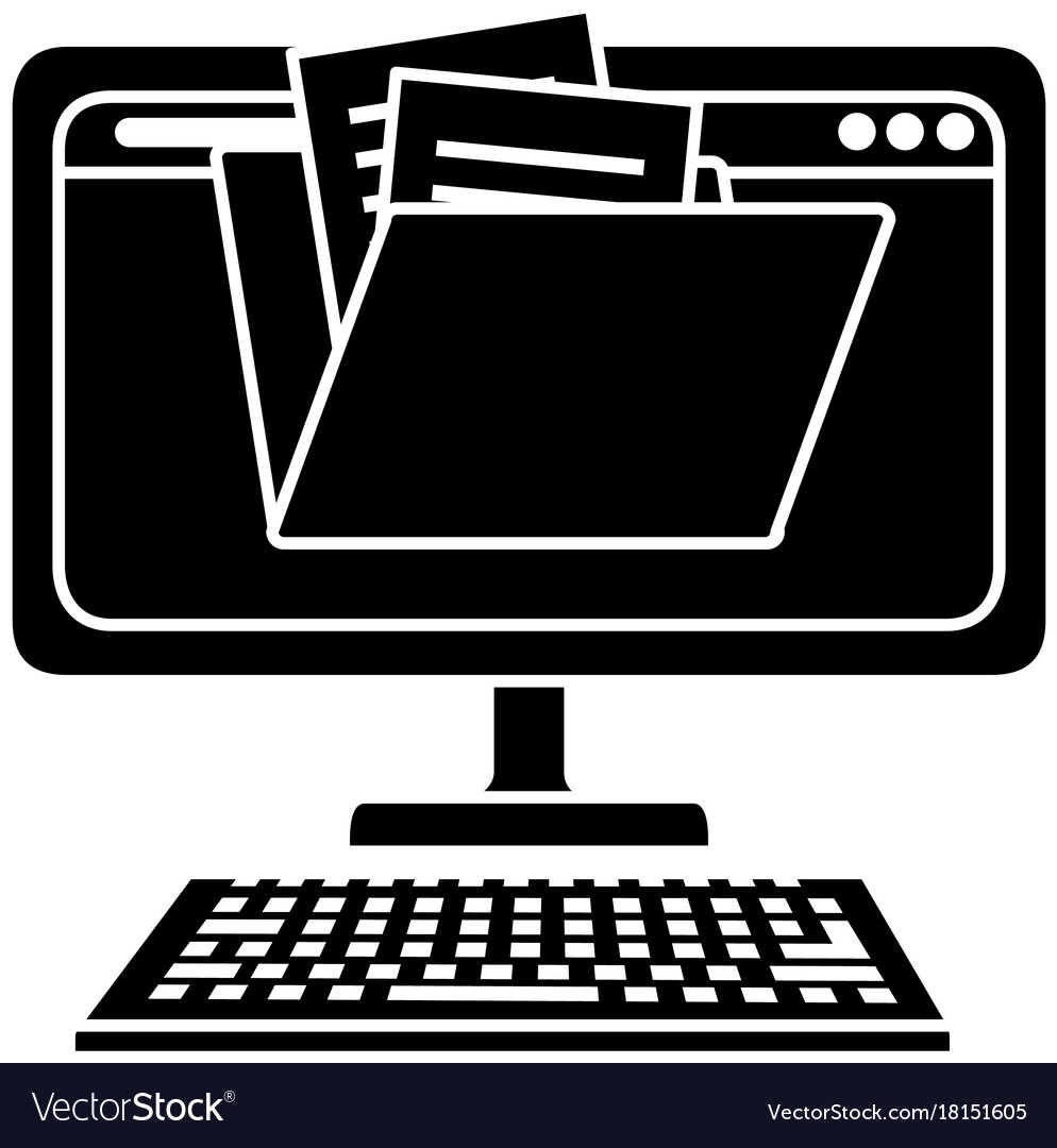 Computer desktop with folder Royalty Free Vector Image