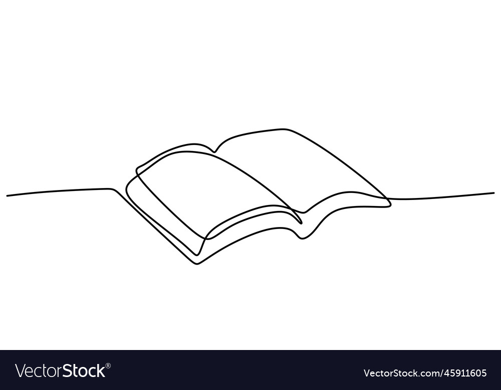 Continuous one line drawing open book a flying Vector Image