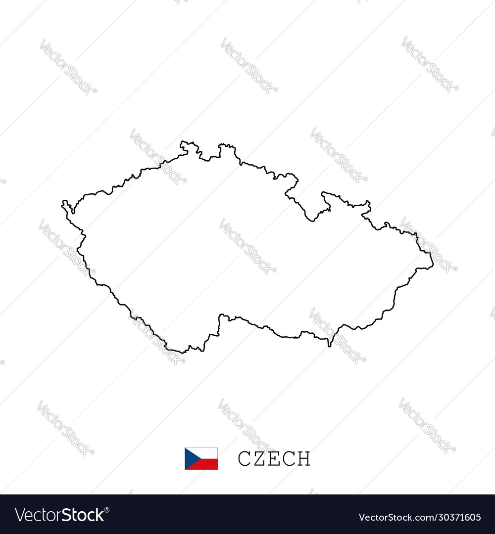 Czech map line linear thin simple map Royalty Free Vector