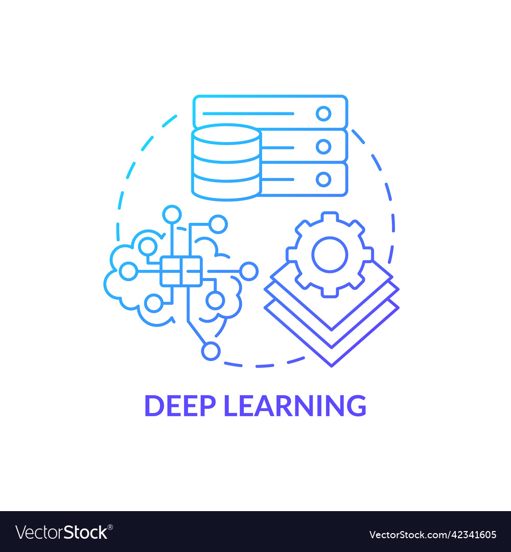 Deep learning blue gradient concept icon Vector Image