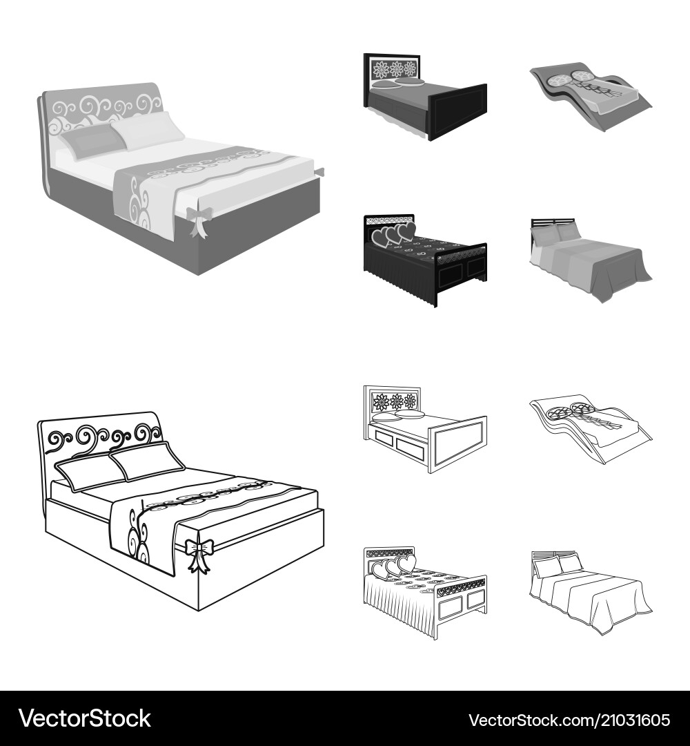 Different beds outlinemonochrome icons in set Vector Image