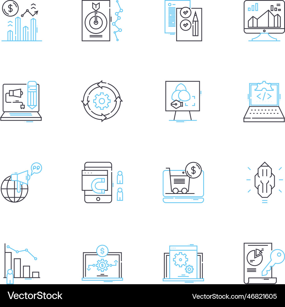 Digital market linear icons set e-commerce Vector Image