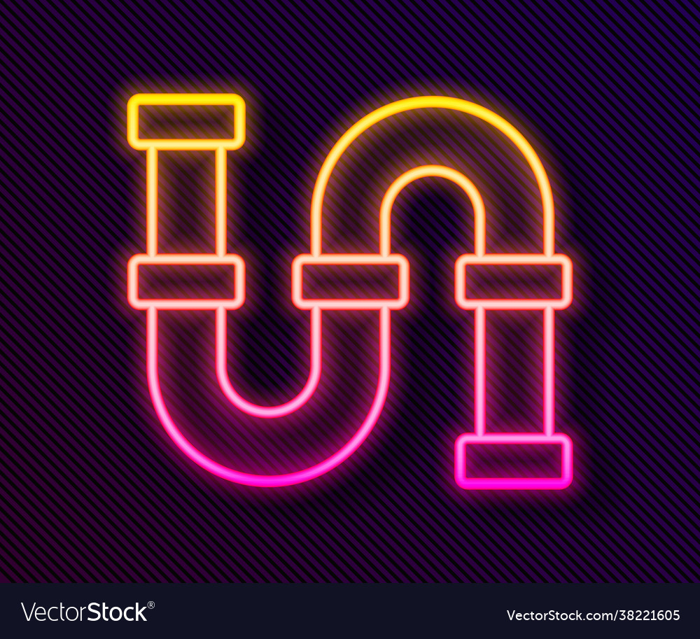 Glowing neon line industry metallic pipe icon Vector Image
