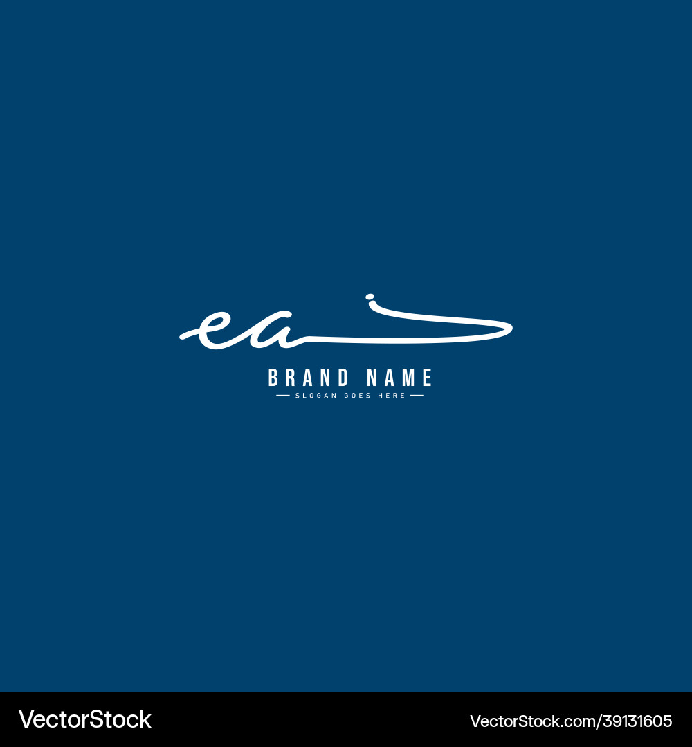 Initial letter ea logo - hand drawn signature Vector Image