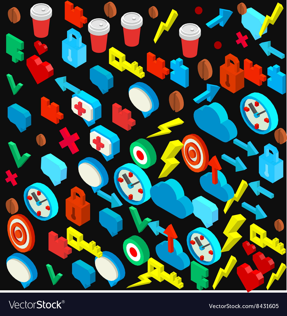 Isometric icons collection of human brain process Vector Image