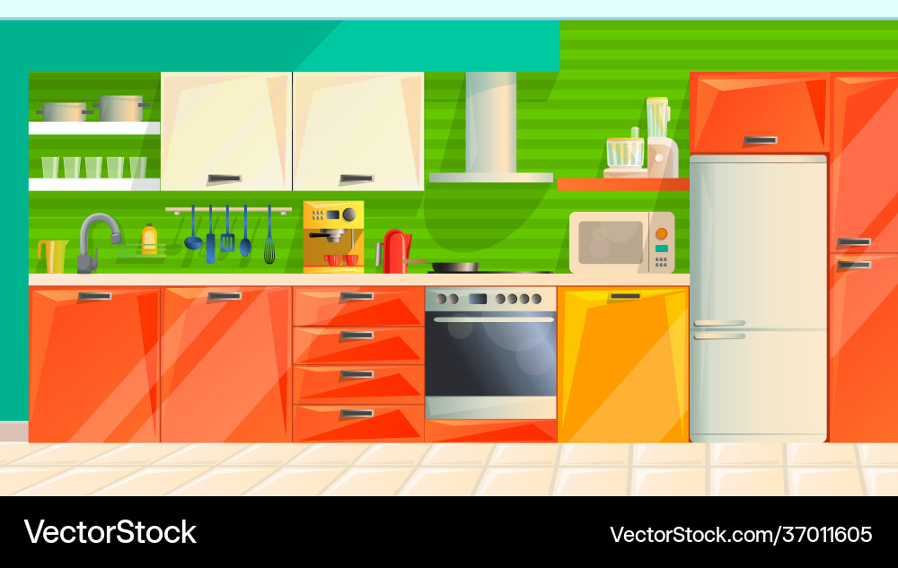 Kitchen sink with clean dishes and accessories Vector Image