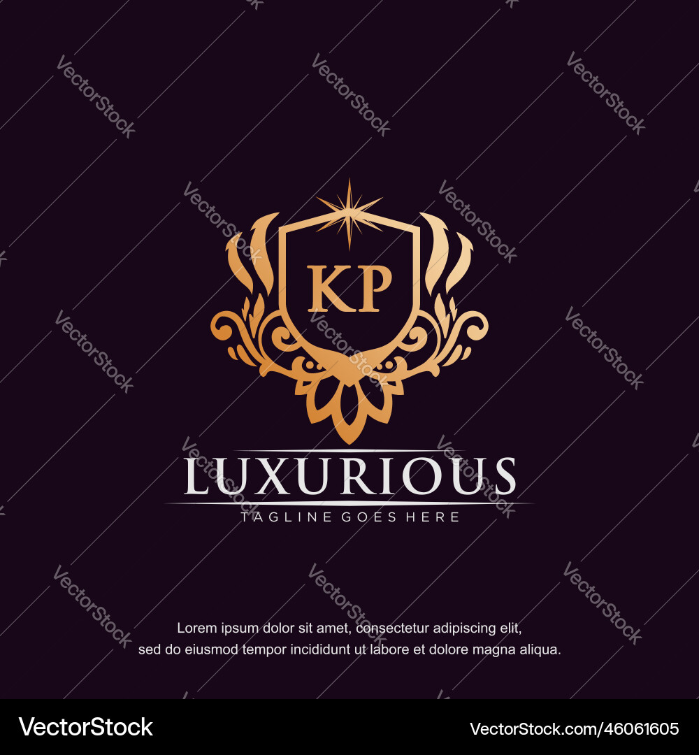 Kp initial letter luxury ornament gold monogram Vector Image
