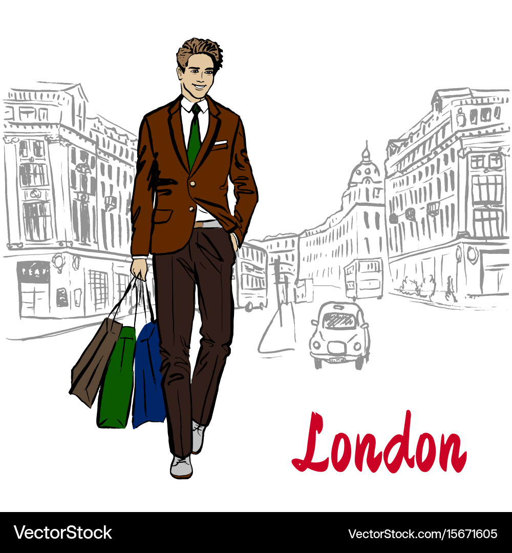 Man with shopping bags Royalty Free Vector Image