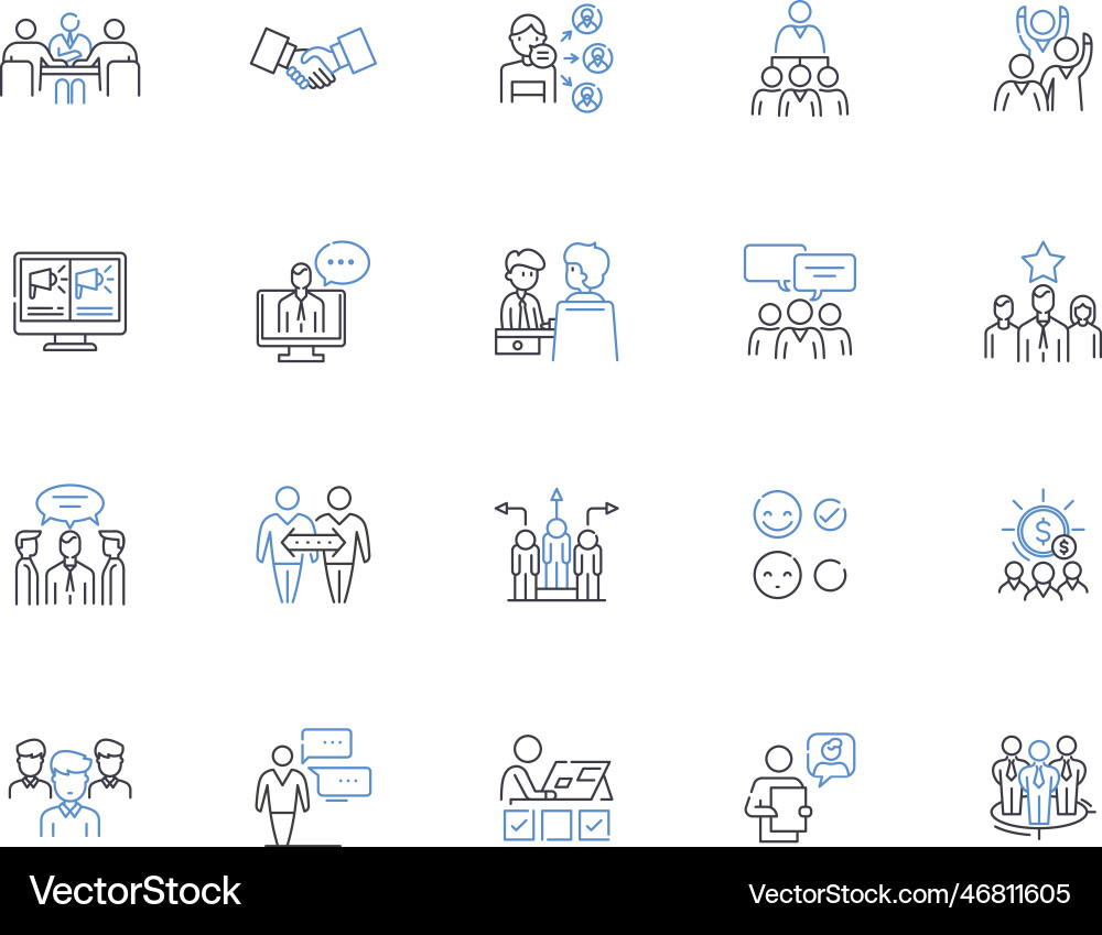Negotiation line icons collection compromise Vector Image