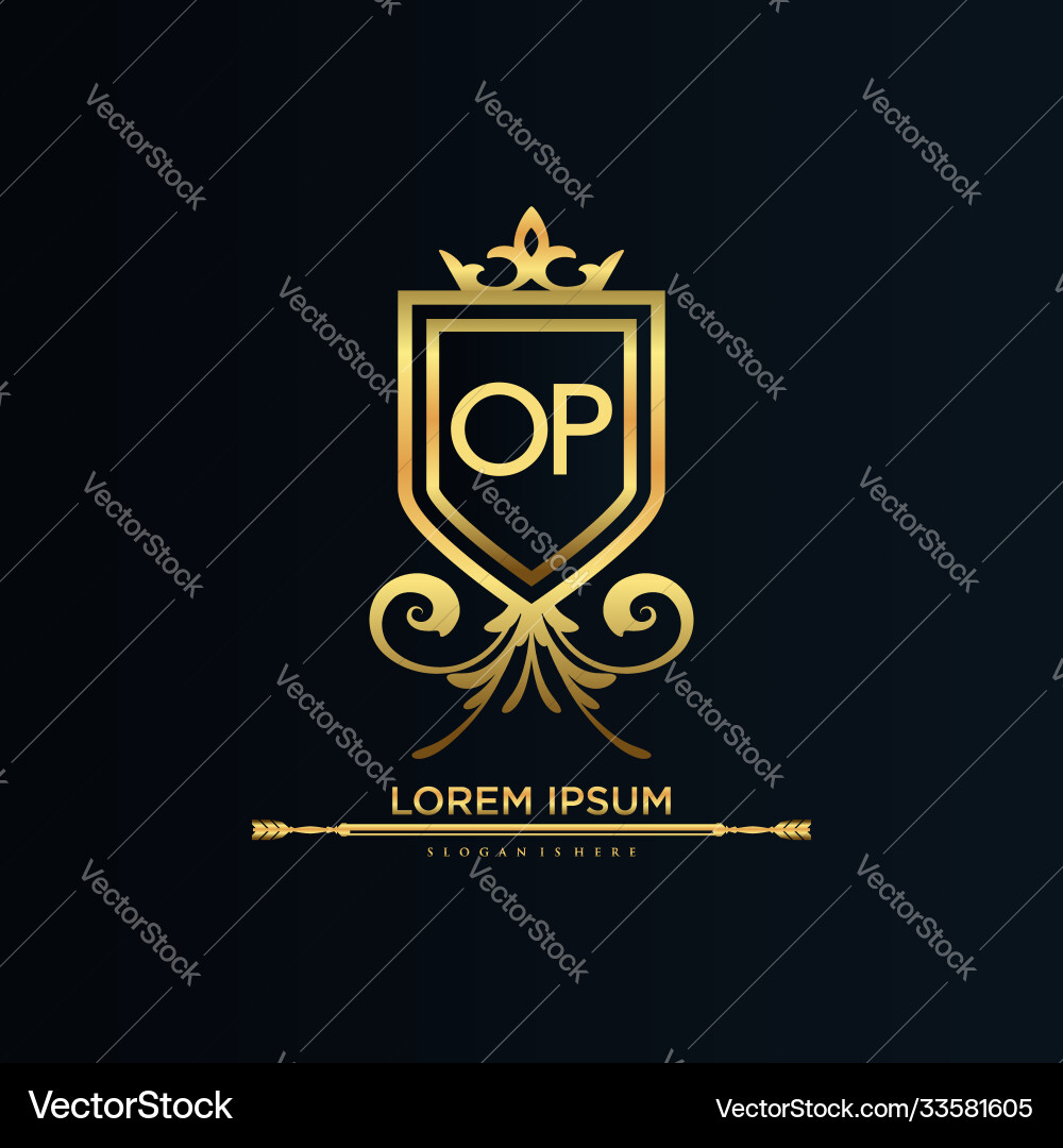 Op letter initial with royal templateelegant Vector Image