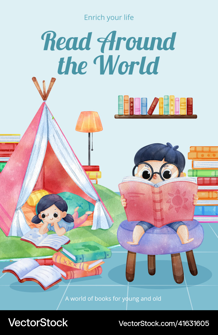 Poster template with world book day Royalty Free Vector