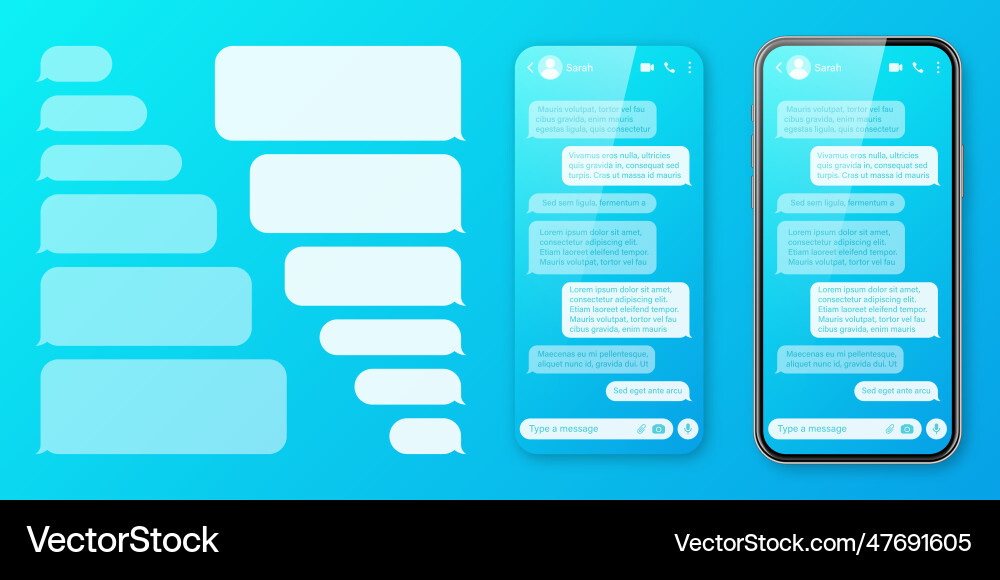Realistic smartphone with messaging app Royalty Free Vector