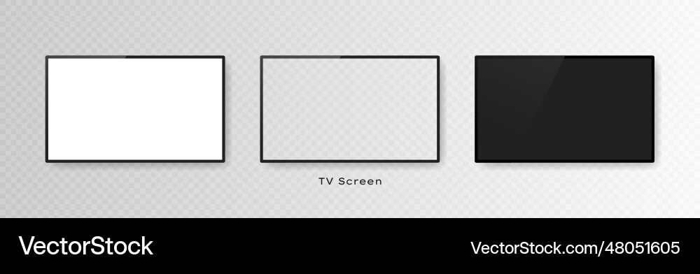 Set of three realistic television screens Vector Image