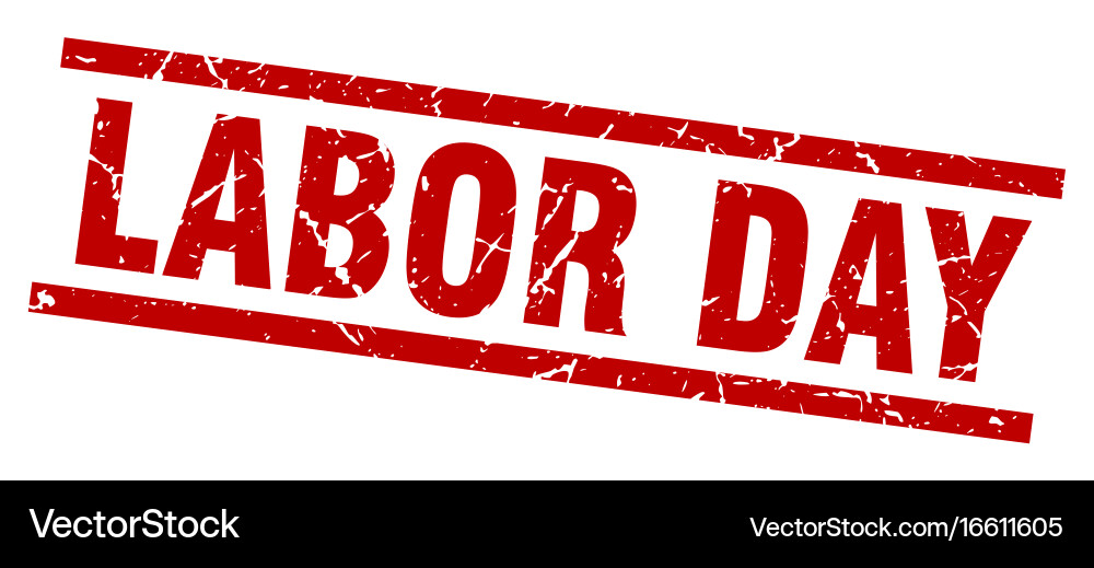 Square grunge red labor day stamp Royalty Free Vector Image