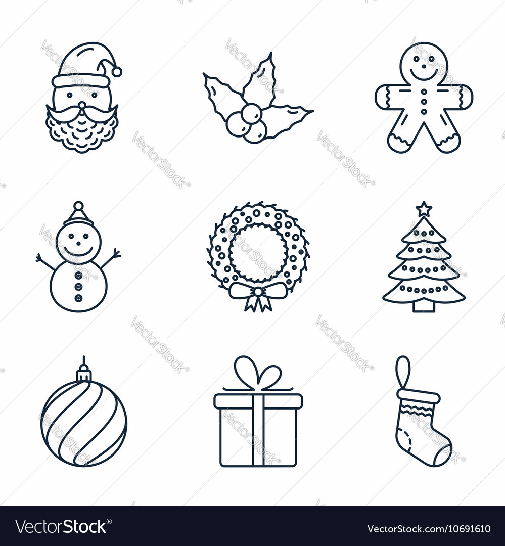 Basic christmas icons Royalty Free Vector Image
