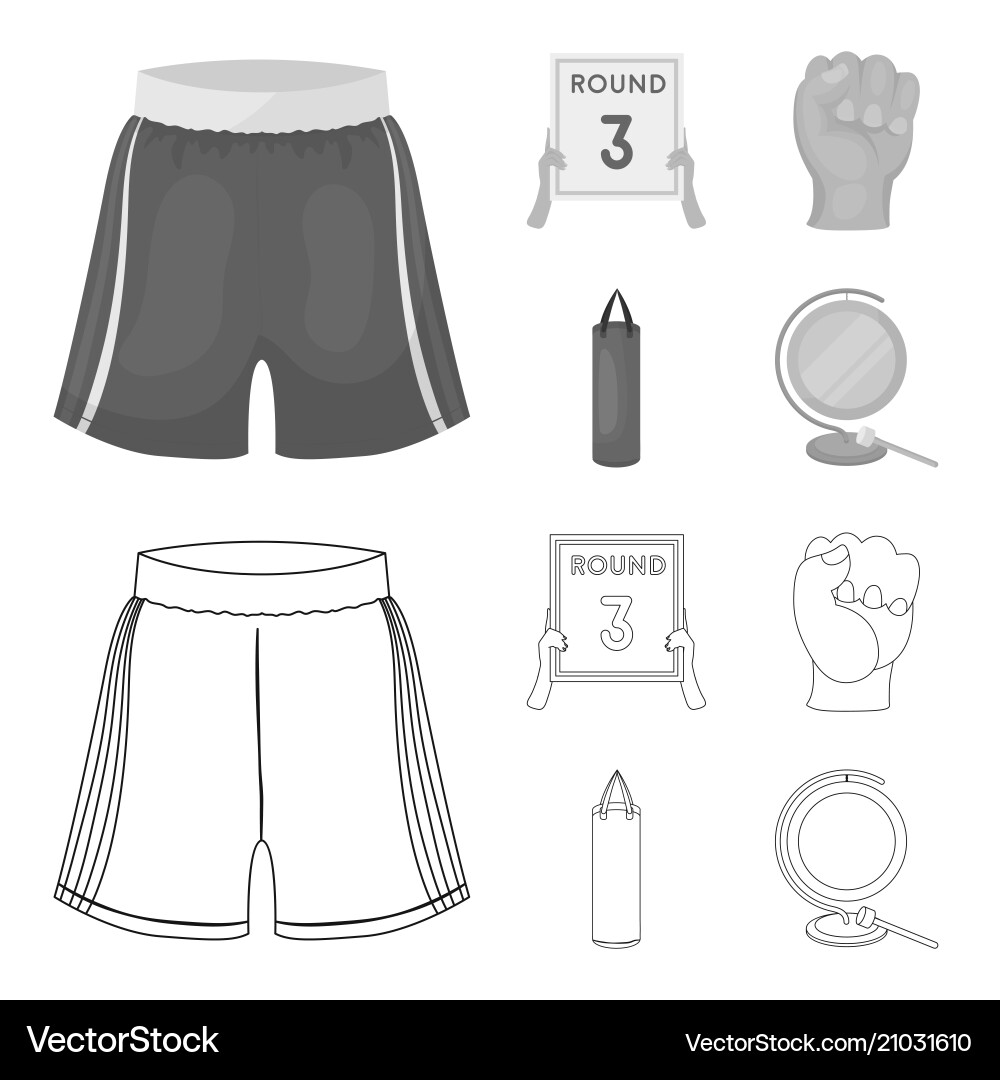 Boxing sport round hand set collection Royalty Free Vector