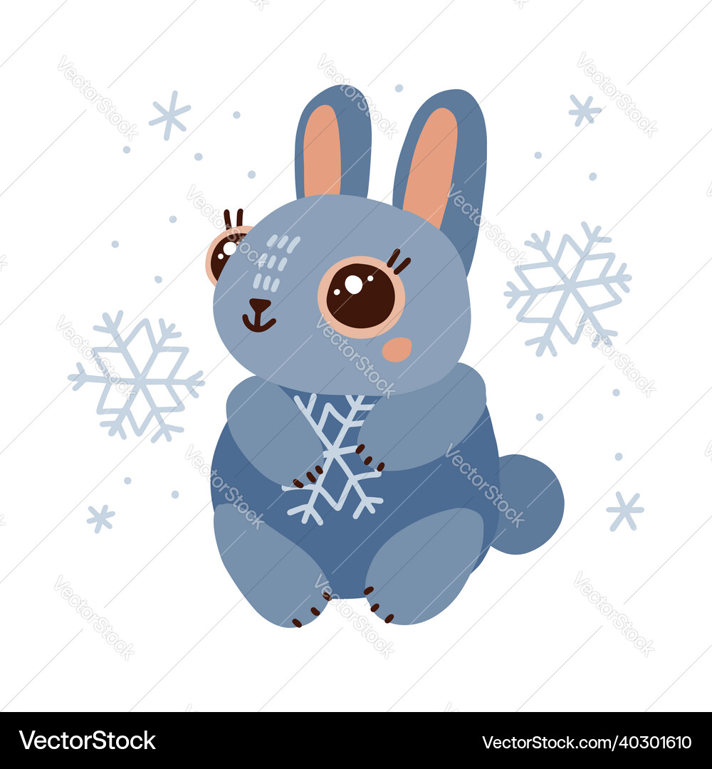 Cute rabbit holding big snowflake cozy winter Vector Image