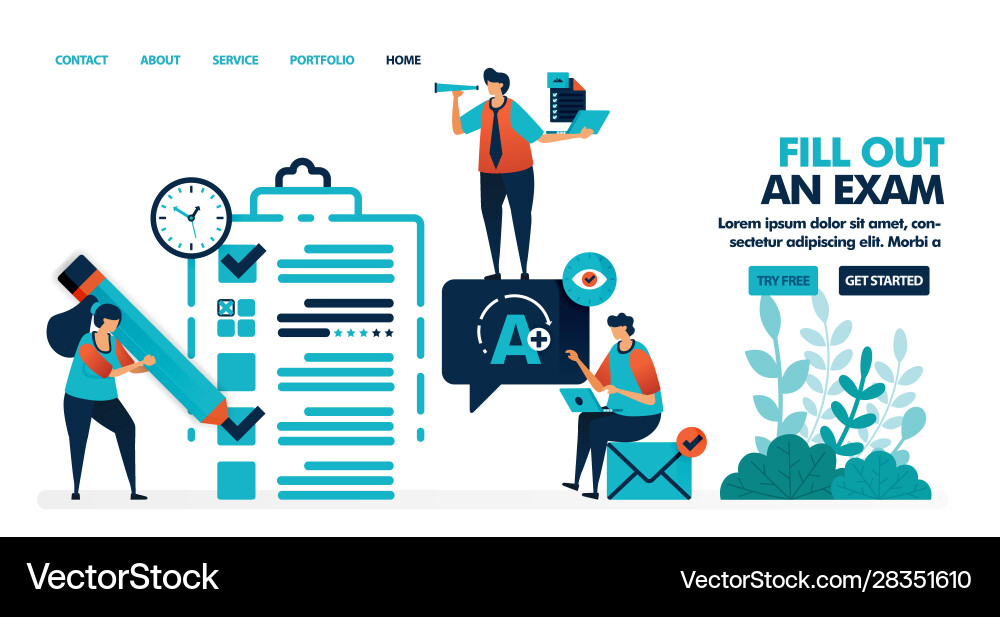 Fill in test sheet with a check and cross get Vector Image