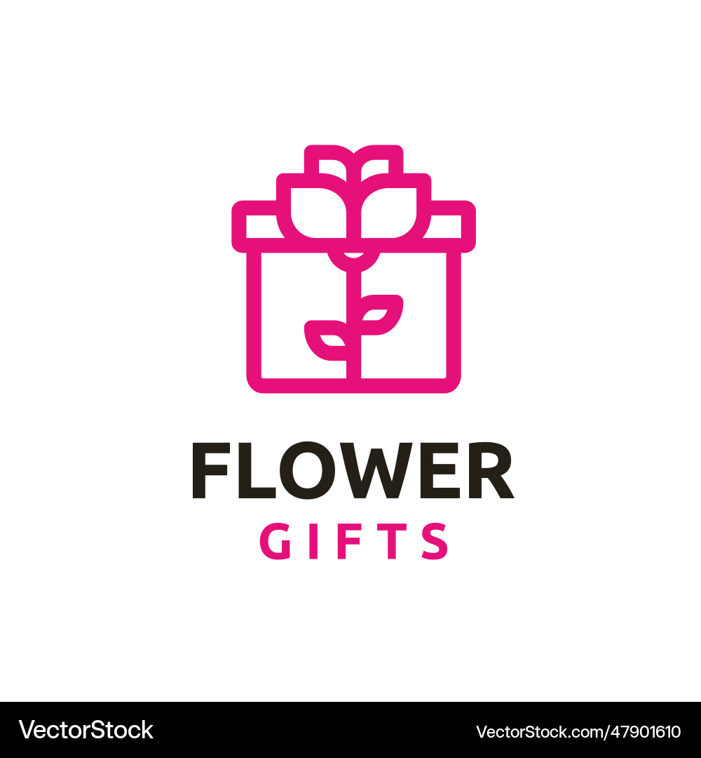 Gift box with rose flower logo Royalty Free Vector Image