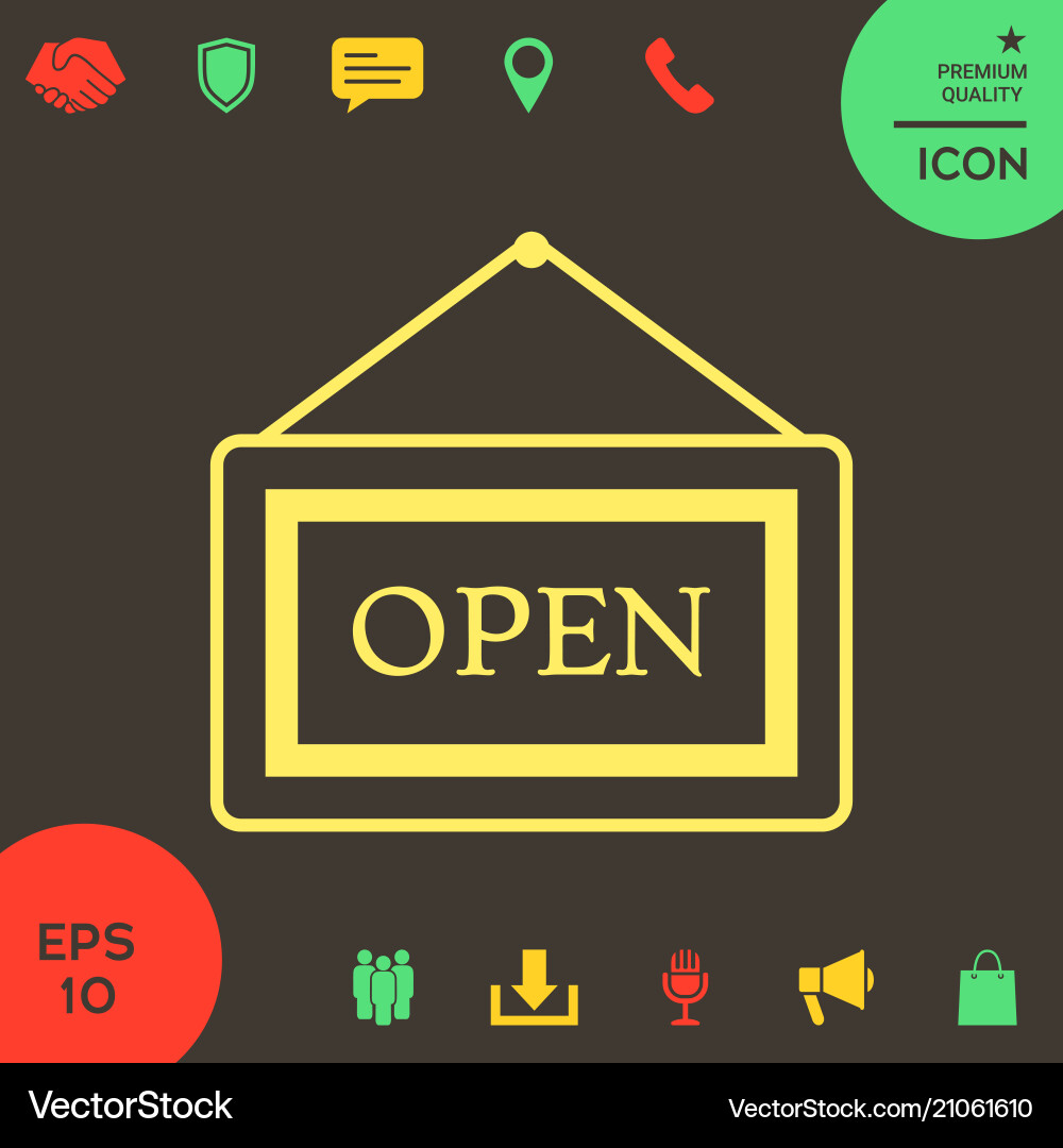 Information plate with open sign board hanging Vector Image