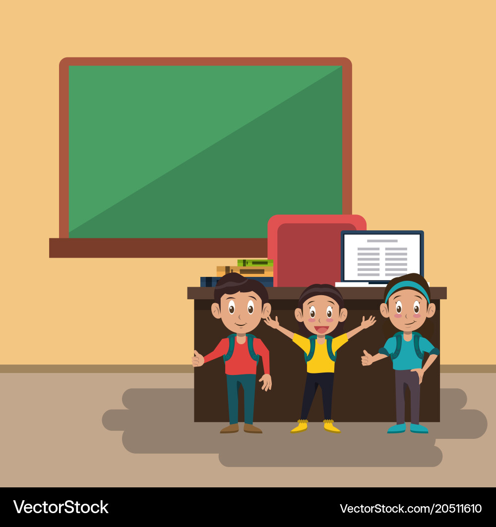 Kids students at classroom Royalty Free Vector Image
