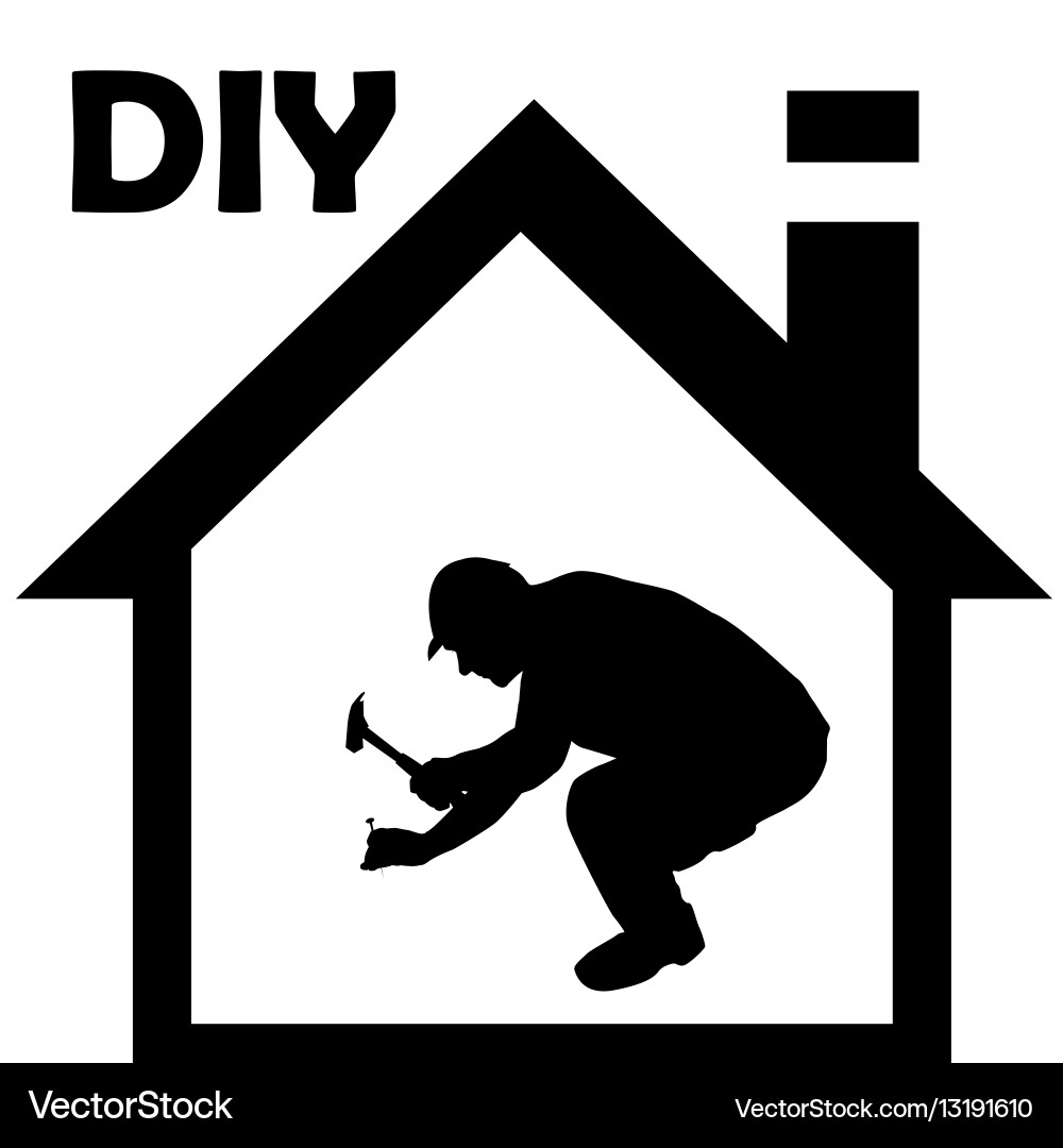 Male manual worker working with hammer Royalty Free Vector