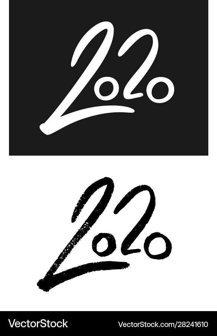 New year 2020 calligraphic numbers set Royalty Free Vector