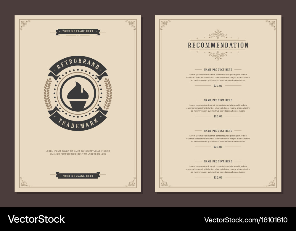 Restaurant logo and menu cover design Royalty Free Vector