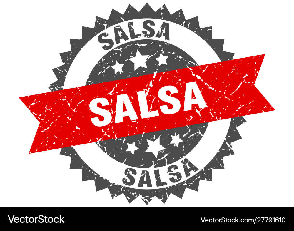 Salsa grunge stamp with red band Royalty Free Vector Image