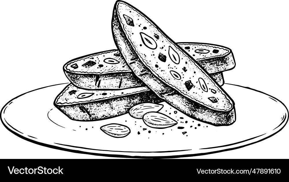 Sketchy of biscotti Royalty Free Vector Image - VectorStock