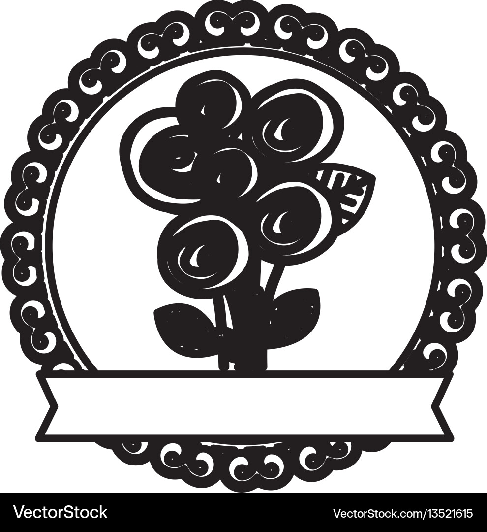 Decorative emblem with rounds roses inside icon Vector Image