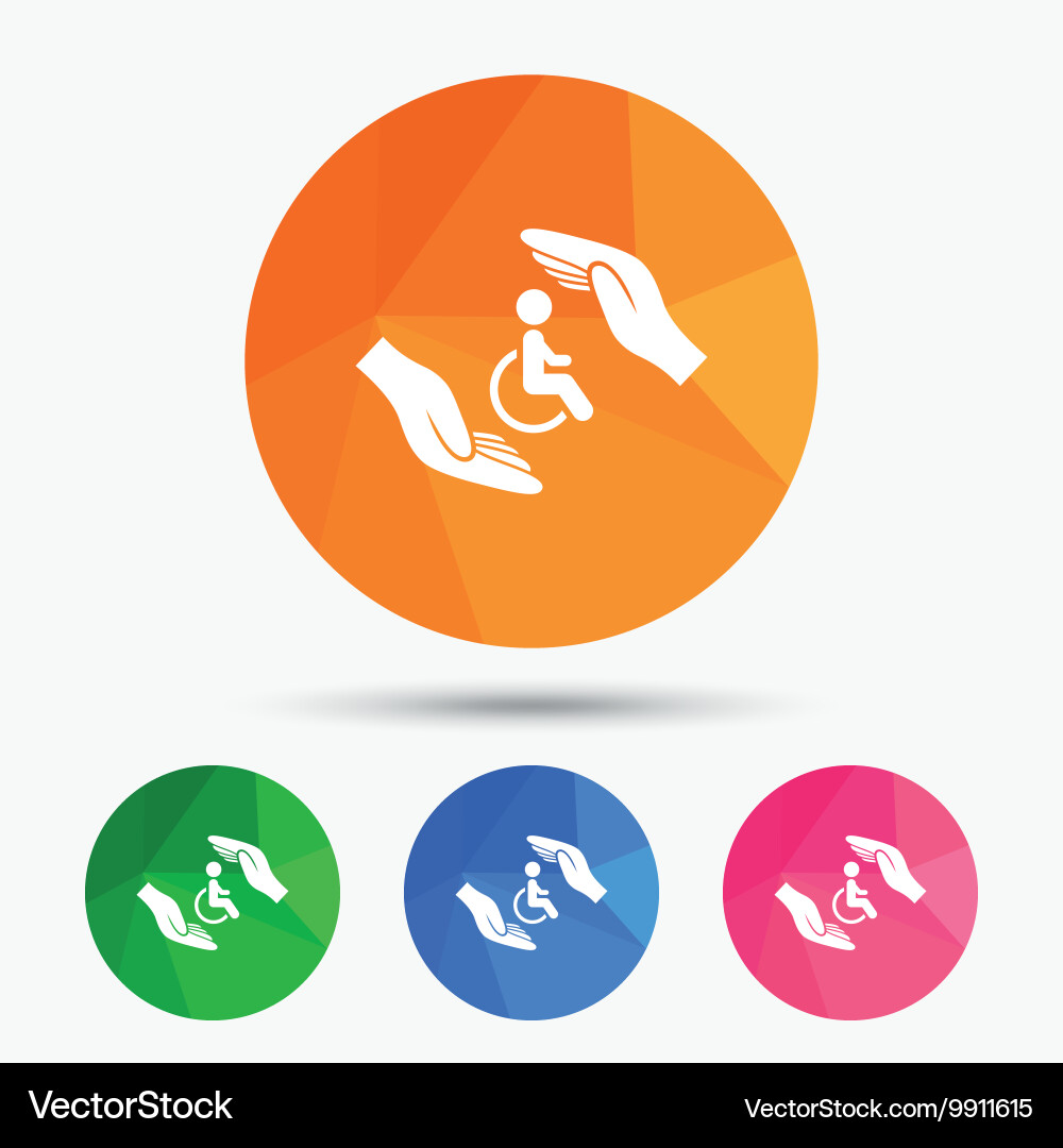 Disabled human insurance sign hands protect Vector Image