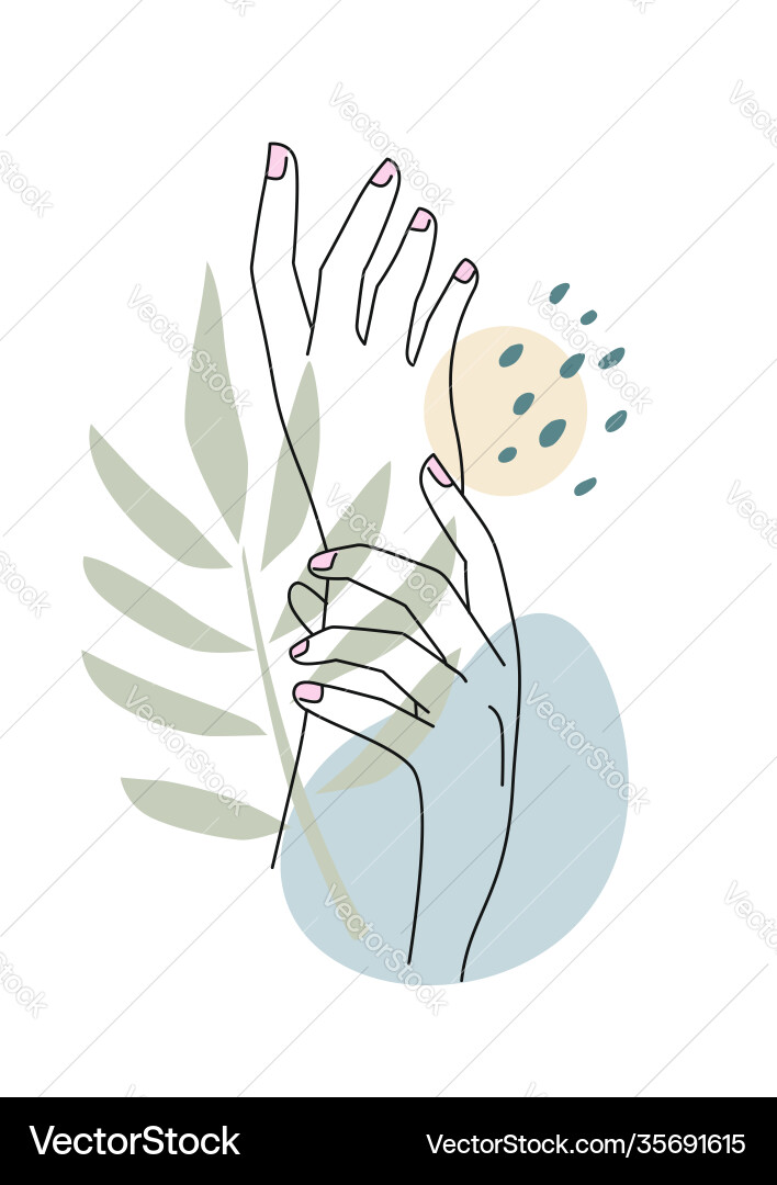 Female hands with nails and abstract background Vector Image