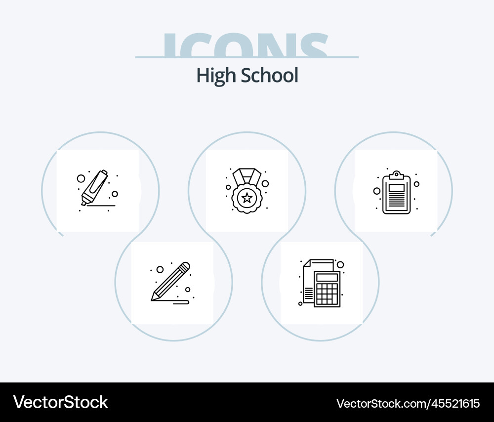 High school line icon pack 5 icon design ideas Vector Image