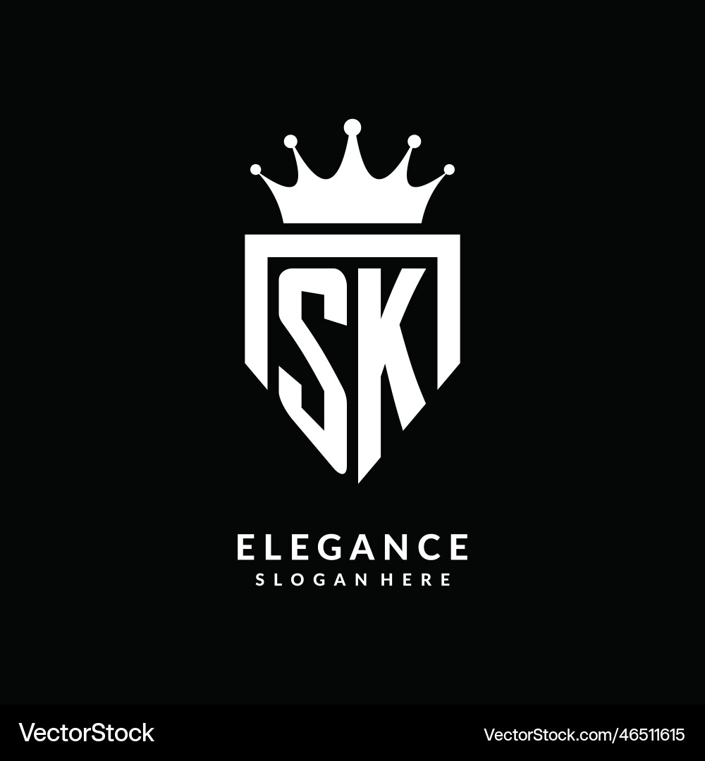 Letter sk logo monogram emblem style with crown Vector Image