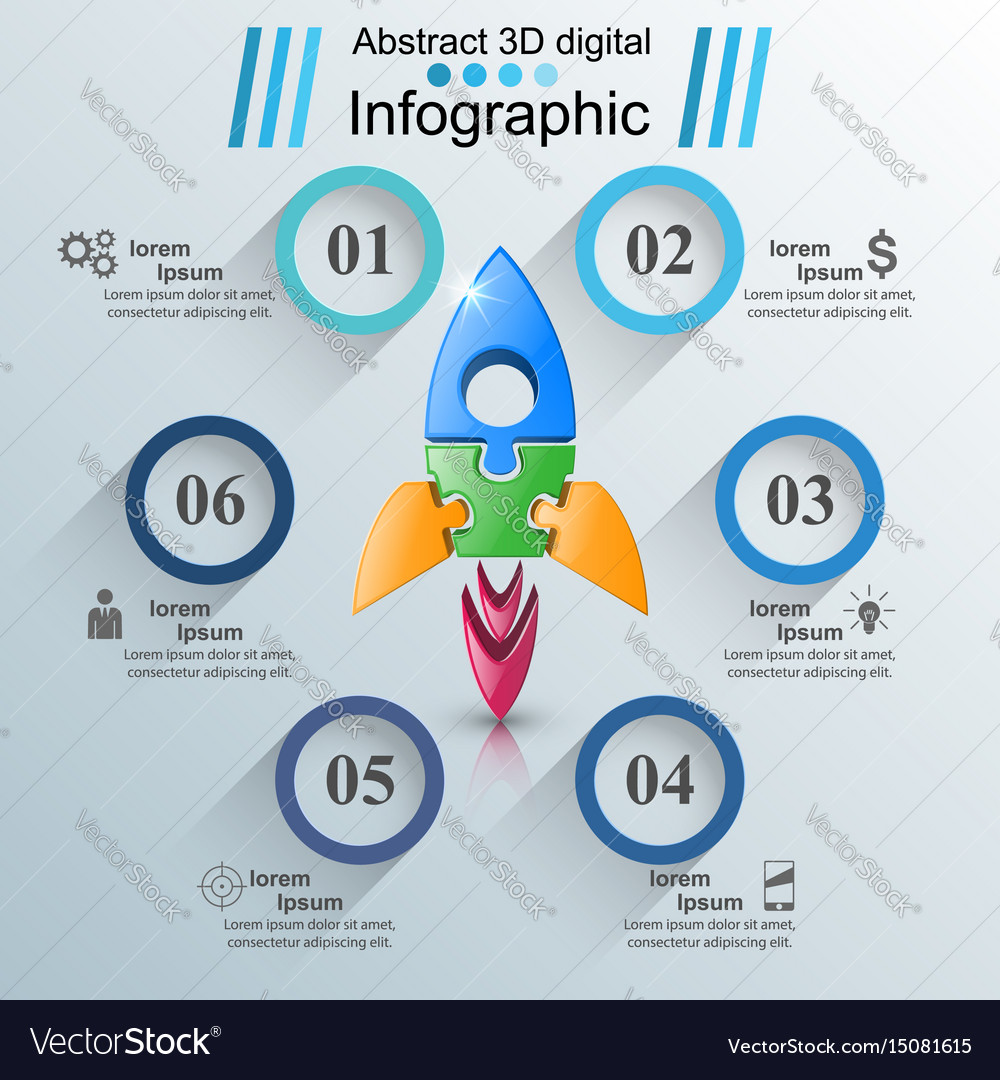 Rocket icon abstract infographic Royalty Free Vector Image