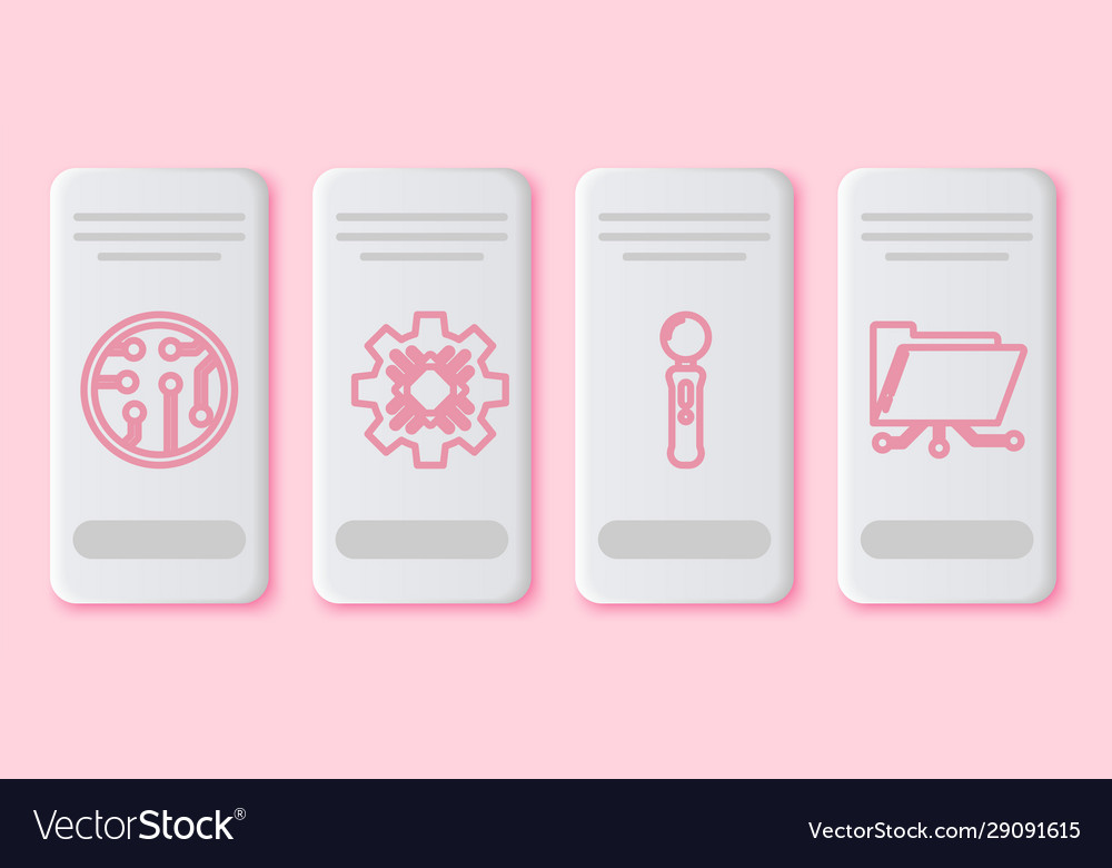 Set line processor processor gamepad and folder Vector Image Set line processor processor gamepad and folder Vector Image