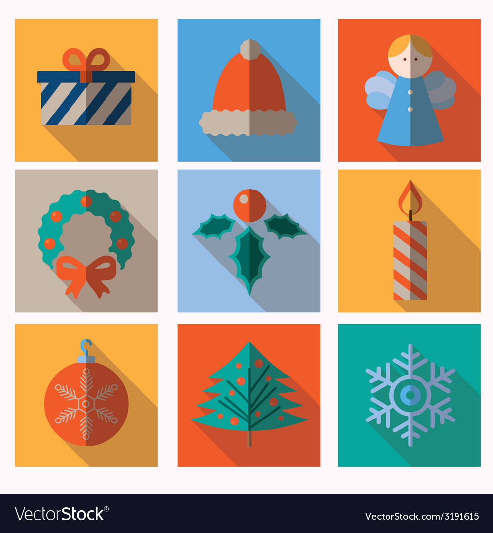 Set of modern style christmas flat icons Vector Image