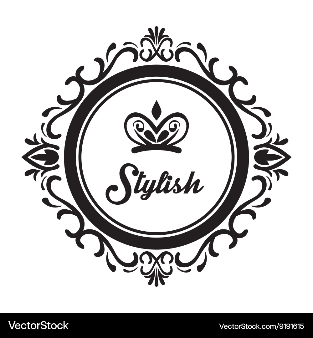 Stylish design decorated icon black and white Vector Image