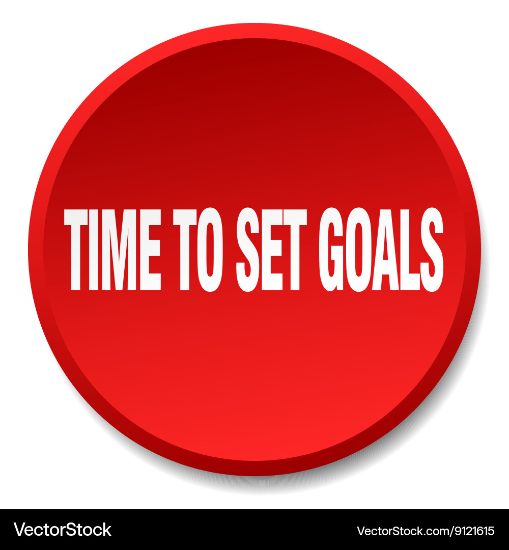Time to set goals red round flat isolated push Vector Image