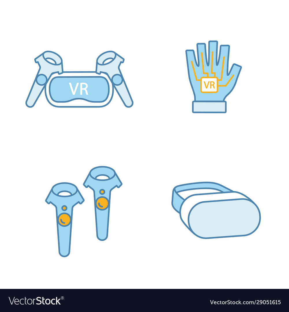 Virtual reality devices color icons set Royalty Free Vector Virtual reality devices color icons set Royalty Free Vector