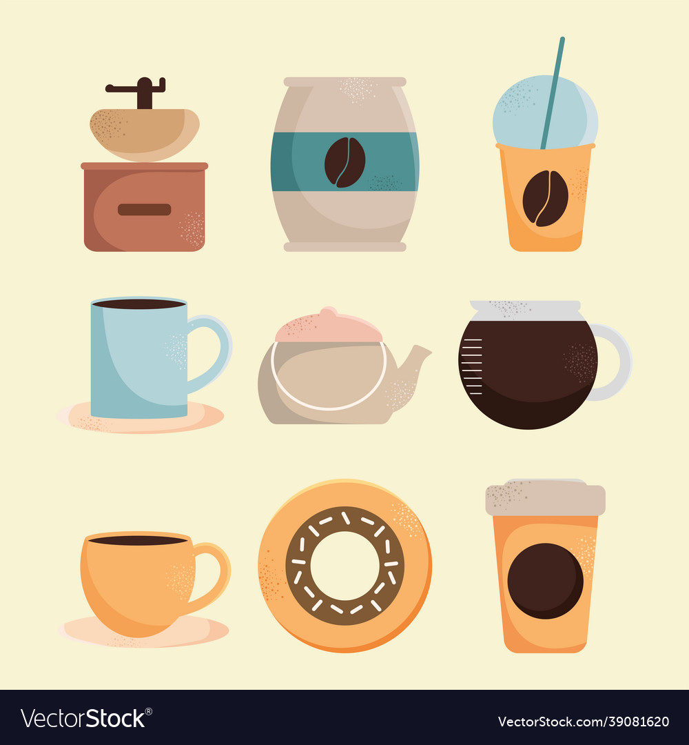 Coffee objects icon set Royalty Free Vector Image
