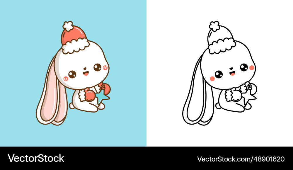Cute christmas rabbit clipart Royalty Free Vector Image
