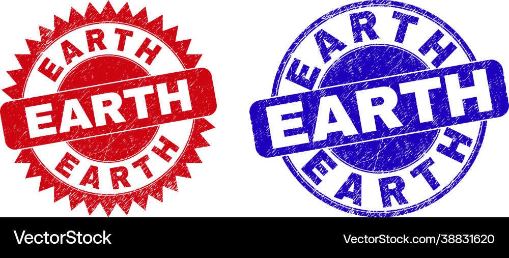Earth round and rosette stamps with rubber texture