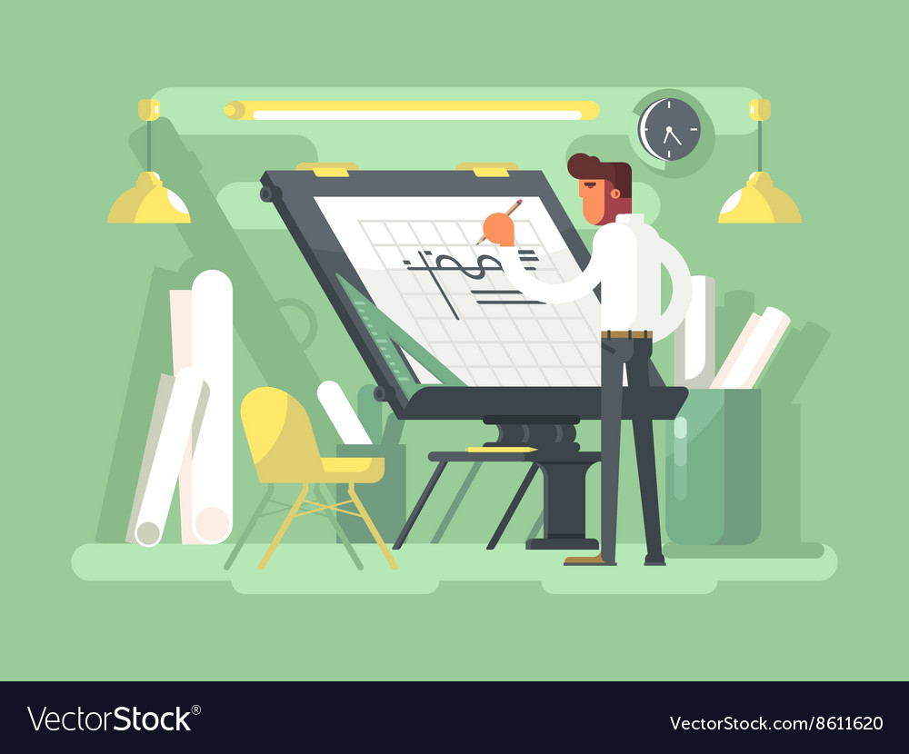 Engineer project draws Royalty Free Vector Image